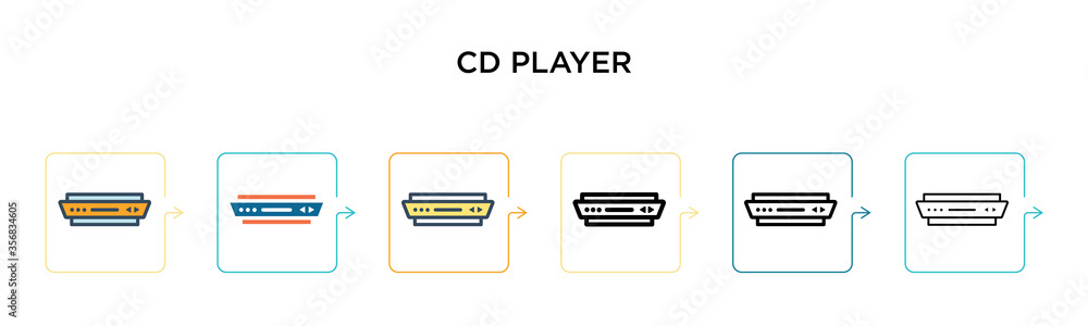 Cd player vector icon in 6 different modern styles. Black, two colored ...