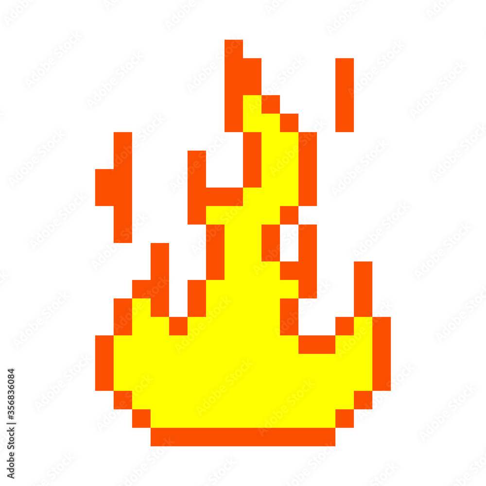Pixel fire 8 bit. flame in pixel art Vector Illustration. Stock Vector ...
