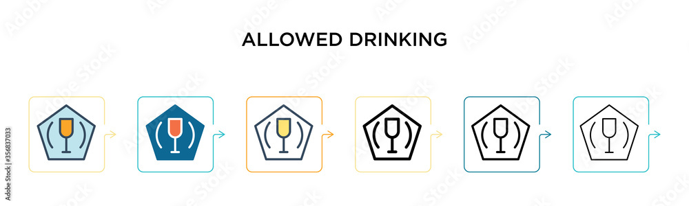Allowed drinking vector icon in 6 different modern styles. Black, two ...