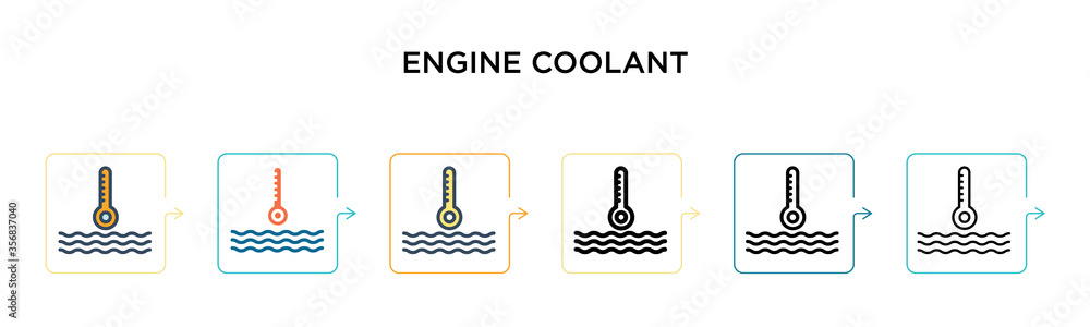 Engine coolant vector icon in 6 different modern styles. Black, two ...