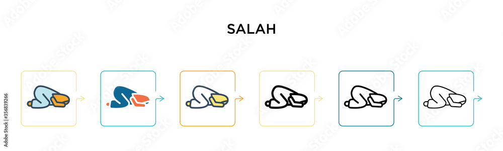 Salah vector icon in 6 different modern styles. Black, two colored ...