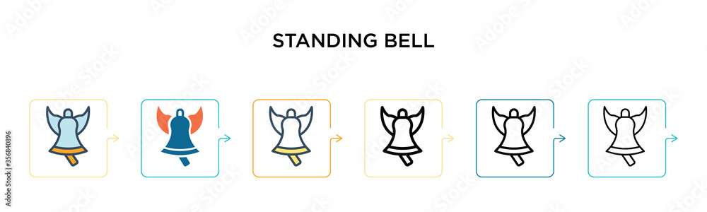 Standing bell vector icon in 6 different modern styles. Black, two ...