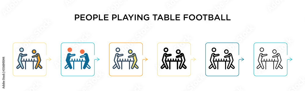 People playing table football vector icon in 6 different modern styles ...