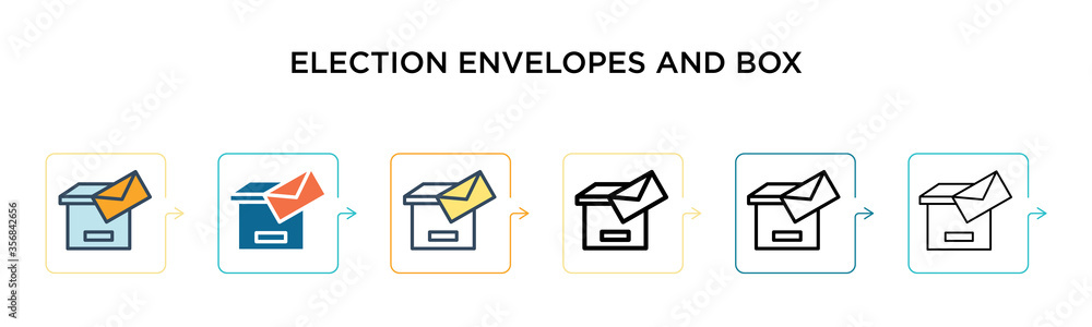 Election envelopes and box vector icon in 6 different modern styles ...
