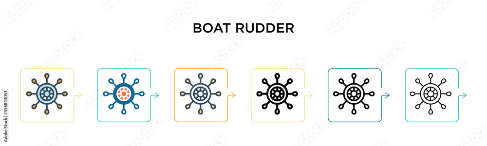 Boat rudder vector icon in 6 different modern styles. Black, two colored boat rudder icons ...