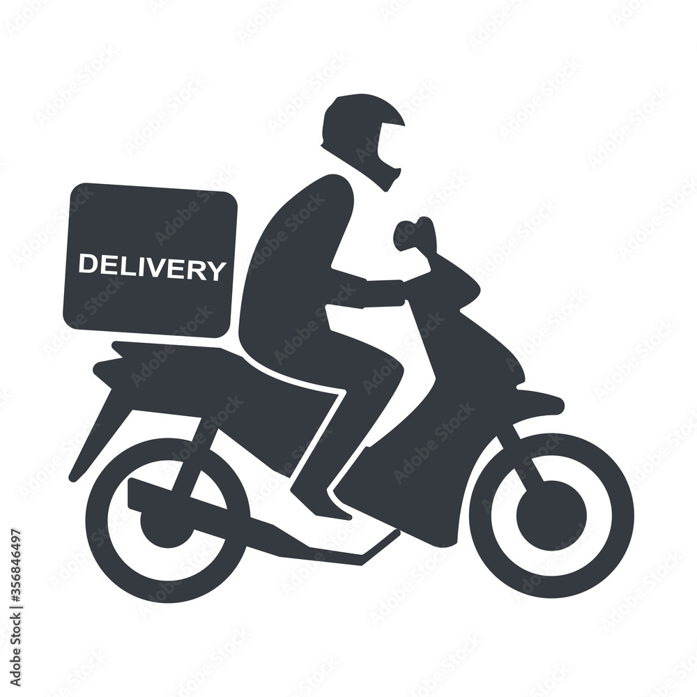 motorcycle delivery icon vector, solid logo. ESP10 Stock Vector | Adobe ...