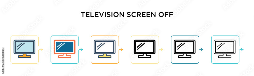 Television screen off vector icon in 6 different modern styles. Black ...