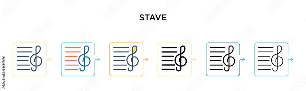 Stave vector icon in 6 different modern styles. Black, two colored ...