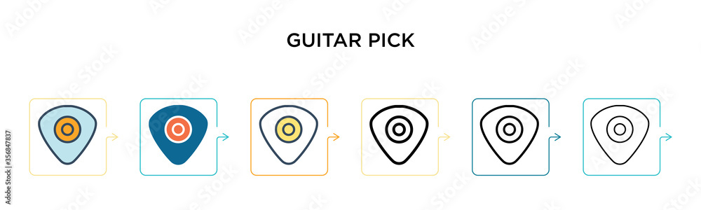 Guitar pick vector icon in 6 different modern styles. Black, two ...