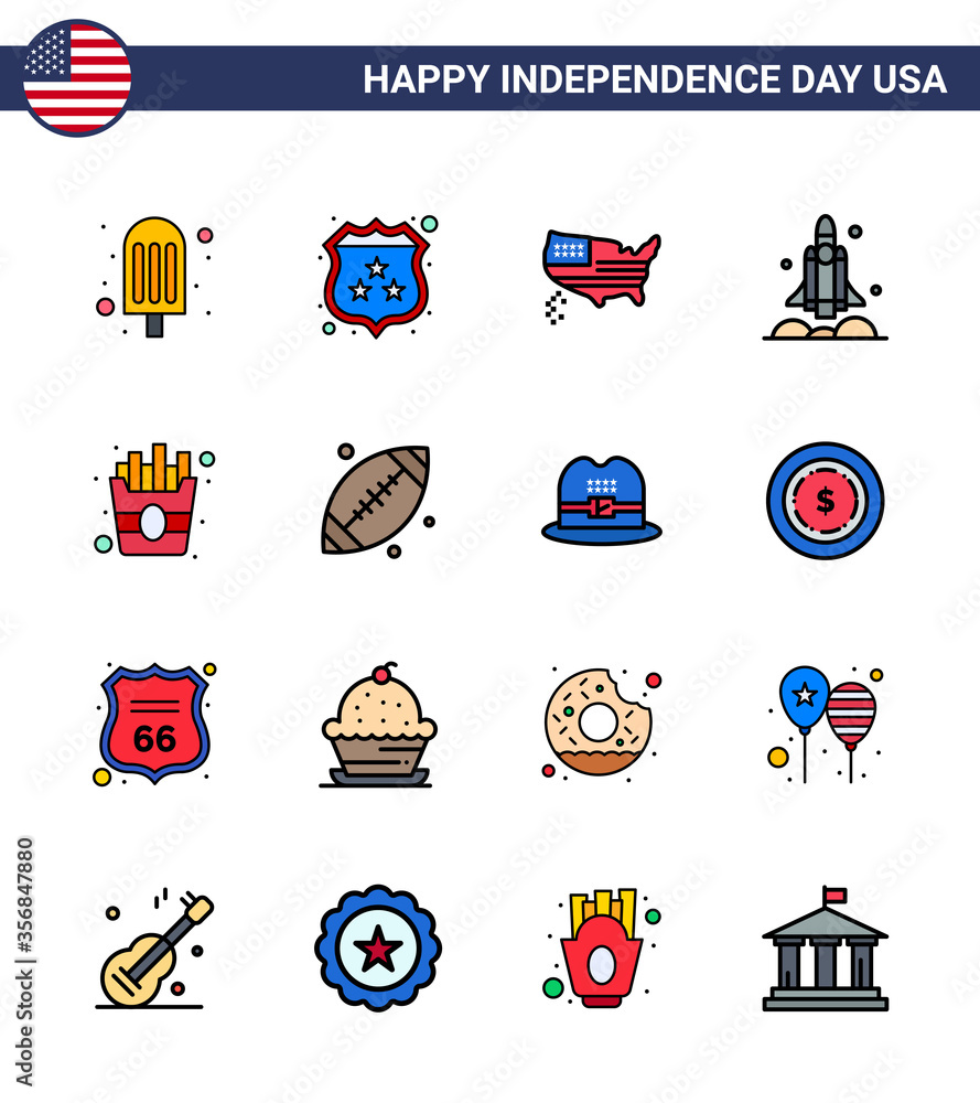 16 Creative USA Icons Modern Independence Signs and 4th July Symbols of ...