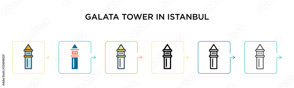 Galata tower in istanbul vector icon in 6 different modern styles ...
