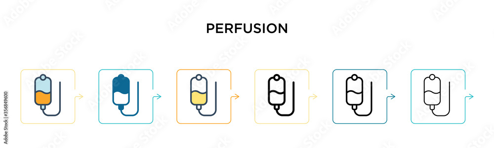 Perfusion vector icon in 6 different modern styles. Black, two colored ...