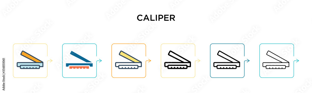 Caliper vector icon in 6 different modern styles. Black, two colored ...