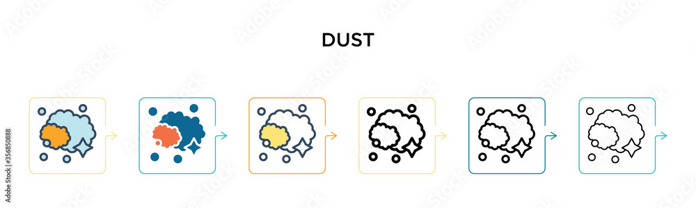 Dust vector icon in 6 different modern styles. Black, two colored dust ...