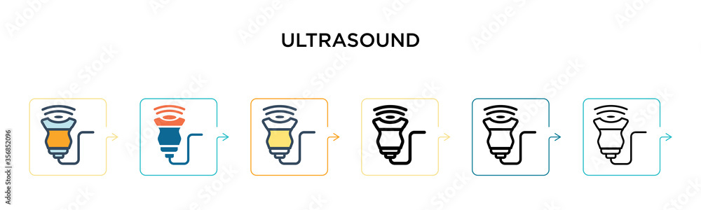 Ultrasound vector icon in 6 different modern styles. Black, two colored ...