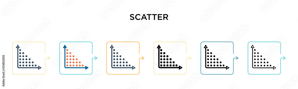 Scatter vector icon in 6 different modern styles. Black, two colored ...