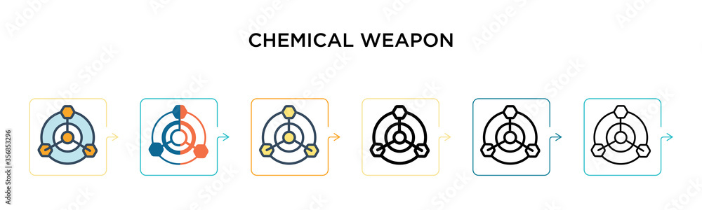 Chemical weapon vector icon in 6 different modern styles. Black, two ...