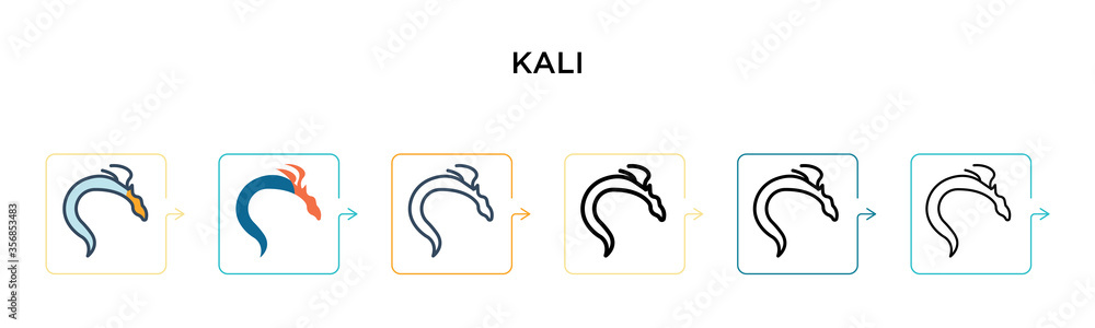 Kali vector icon in 6 different modern styles. Black, two colored kali ...