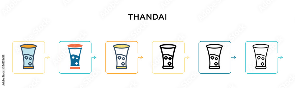 Thandai vector icon in 6 different modern styles. Black, two colored ...