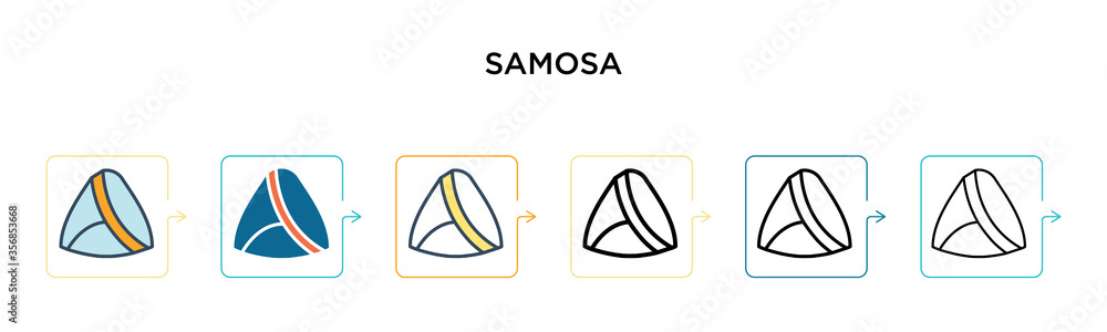 Samosa vector icon in 6 different modern styles. Black, two colored ...