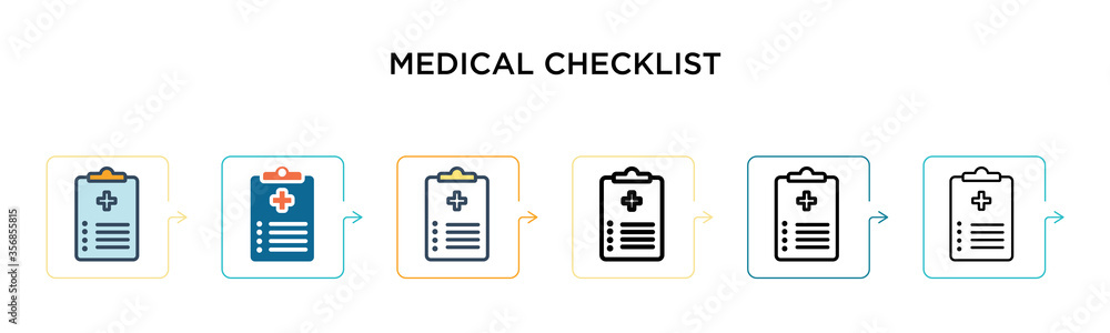 Medical checklist vector icon in 6 different modern styles. Black, two ...