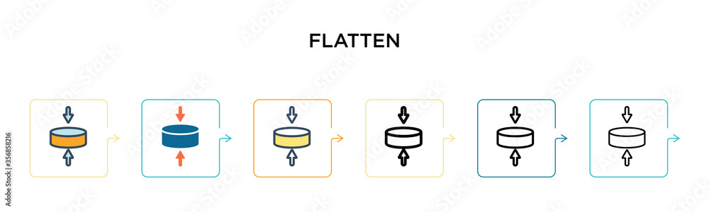 Flatten vector icon in 6 different modern styles. Black, two colored ...