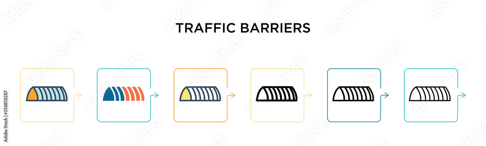 Traffic barriers vector icon in 6 different modern styles. Black, two ...