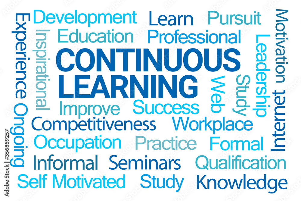 Continuous Learning Word Cloud on White Background Stock Illustration ...