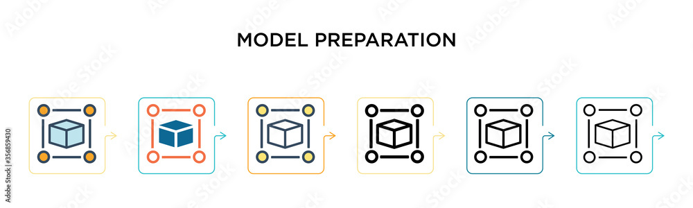 Vetor do Stock: Model preparation vector icon in 6 different modern ...