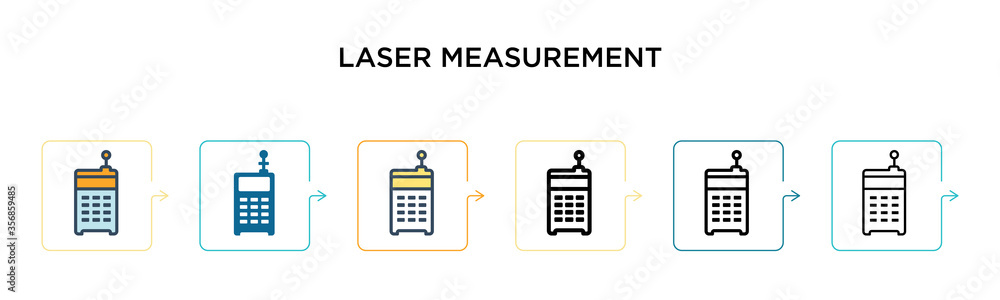 Laser measurement vector icon in 6 different modern styles. Black, two ...