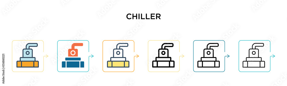 Chiller vector icon in 6 different modern styles. Black, two colored ...