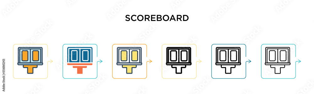 Scoreboard vector icon in 6 different modern styles. Black, two colored ...