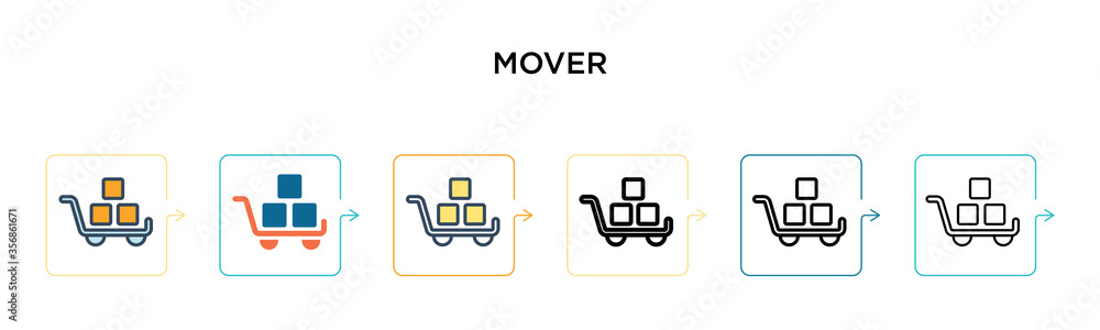 Mover vector icon in 6 different modern styles. Black, two colored ...