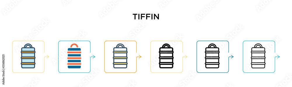 Tiffin vector icon in 6 different modern styles. Black, two colored ...