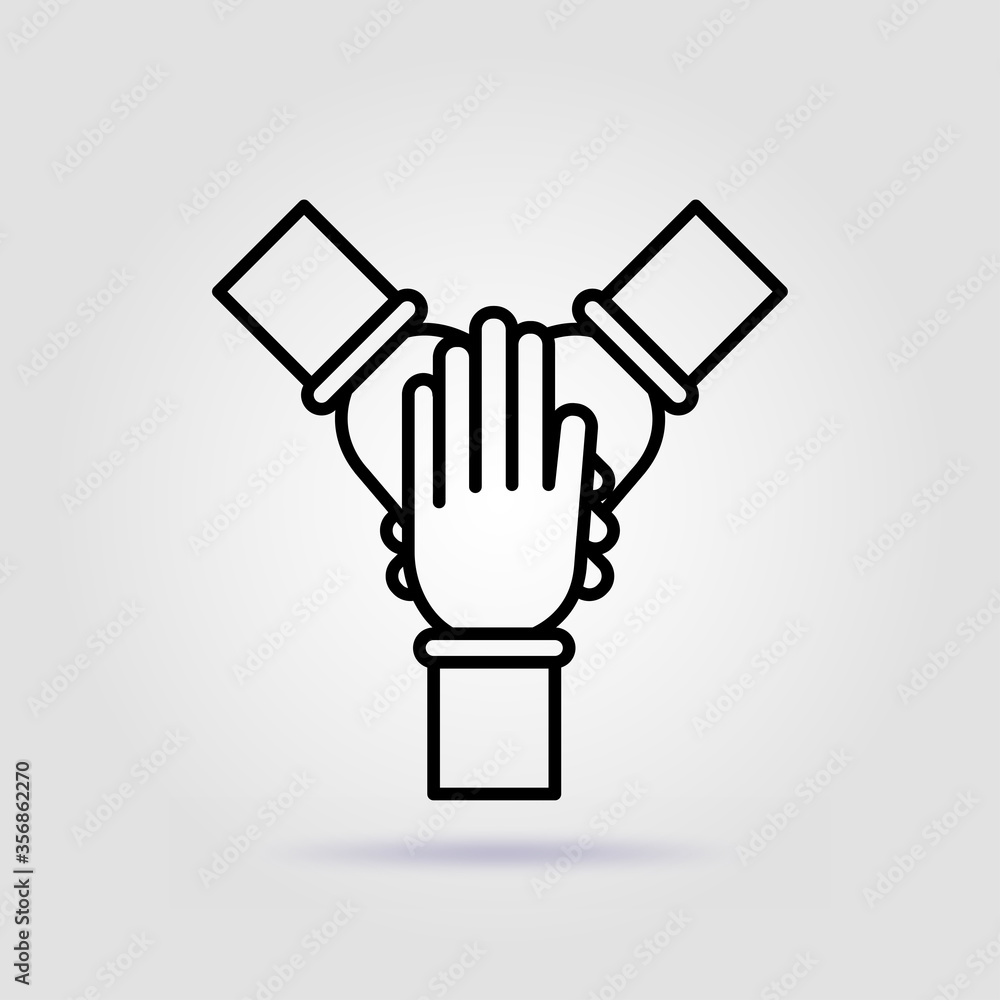 Team work. Cohesion line icon on gray background Stock Vector | Adobe Stock