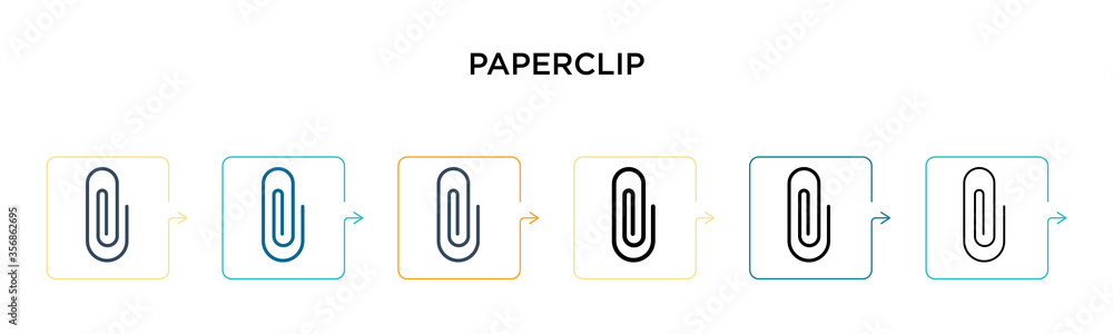 Paperclip vector icon in 6 different modern styles. Black, two colored ...
