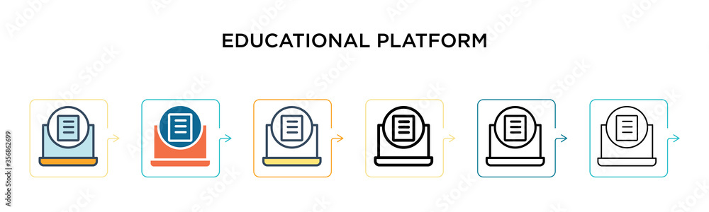 Educational platform vector icon in 6 different modern styles. Black ...