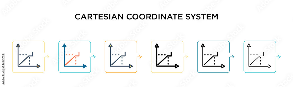 Cartesian Coordinate System Vector Icon In 6 Different Modern Styles Black Two Colored