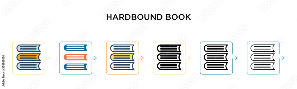 Hardbound book vector icon in 6 different modern styles. Black, two ...