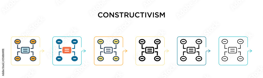 Constructivism vector icon in 6 different modern styles. Black, two ...