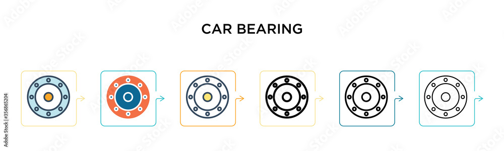 Car bearing vector icon in 6 different modern styles. Black, two ...