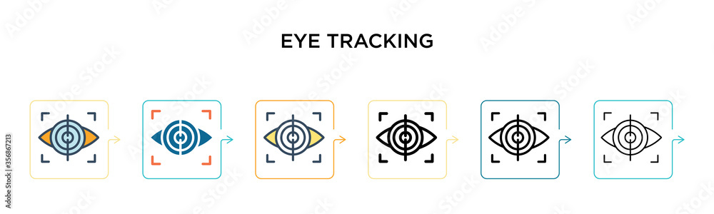 Eye tracking vector icon in 6 different modern styles. Black, two ...