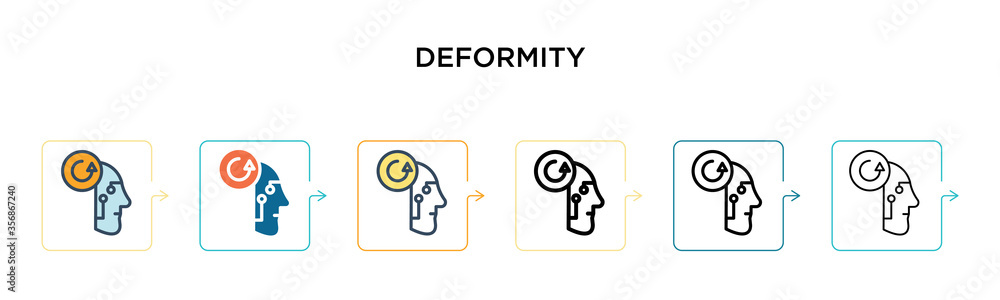 Deformity vector icon in 6 different modern styles. Black, two colored ...