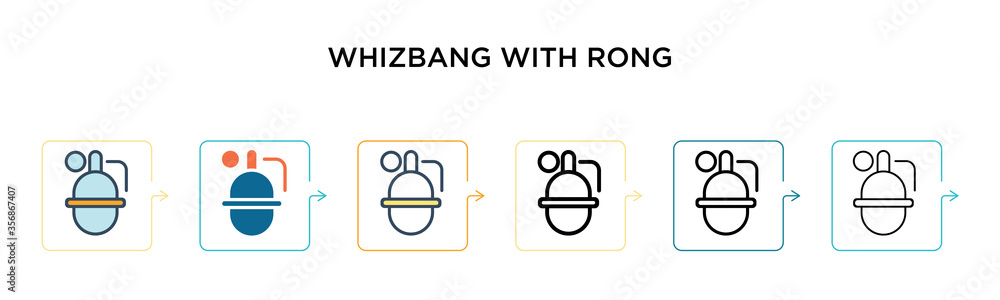 Whizbang with rong vector icon in 6 different modern styles. Black, two ...