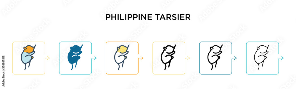 Vetor de Philippine tarsier vector icon in 6 different modern styles ...