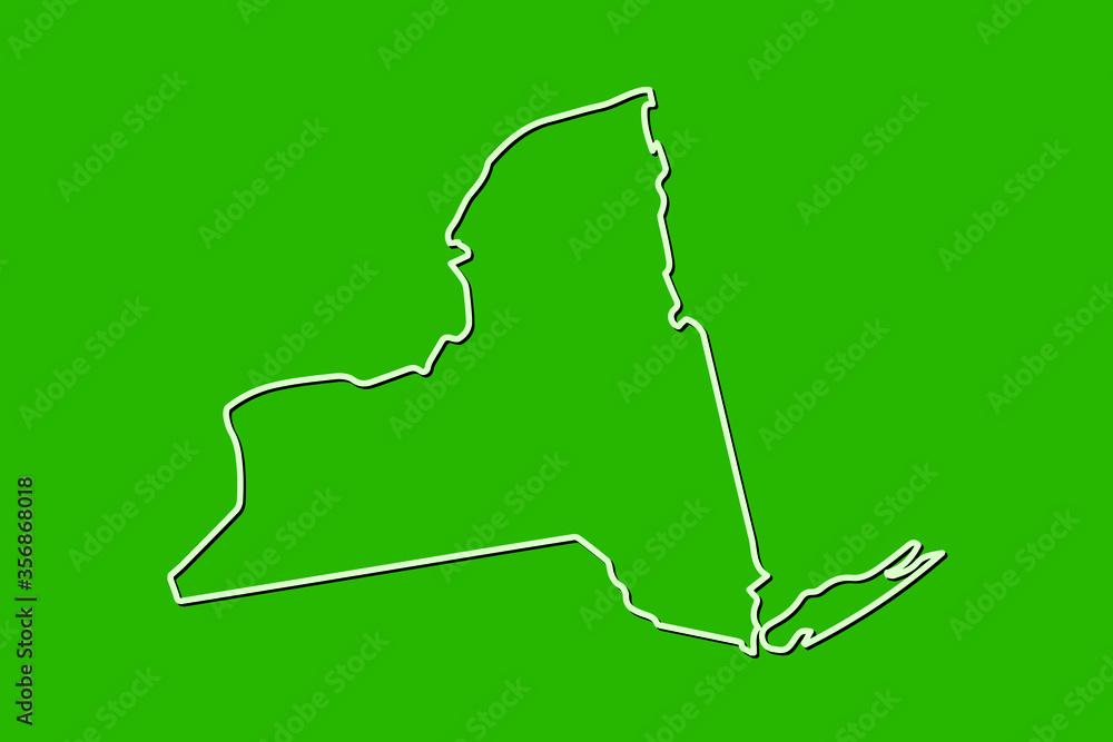 New York vector map with single border line boundary using light green ...