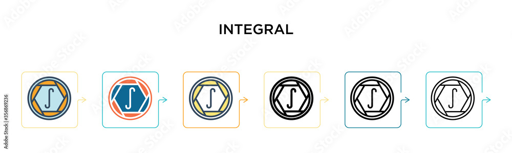 Integral sign vector icon in 6 different modern styles. Black, two ...