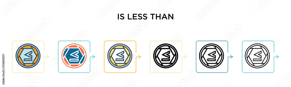 Is less than sign vector icon in 6 different modern styles. Black, two ...