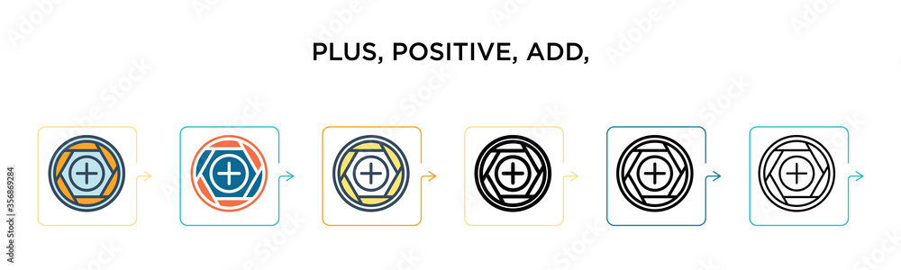 Plus, positive, add, symbol vector icon in 6 different modern styles ...