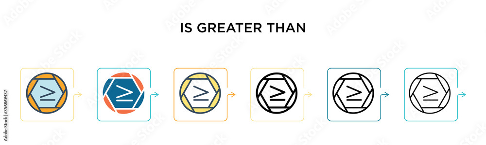 Vetor de Is greater than vector icon in 6 different modern styles ...